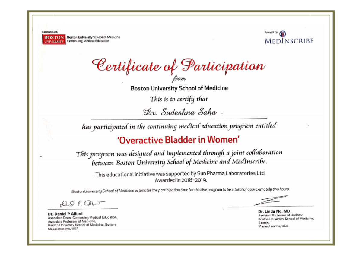 Certificate of Participation | Dr. Sudeshna Saha